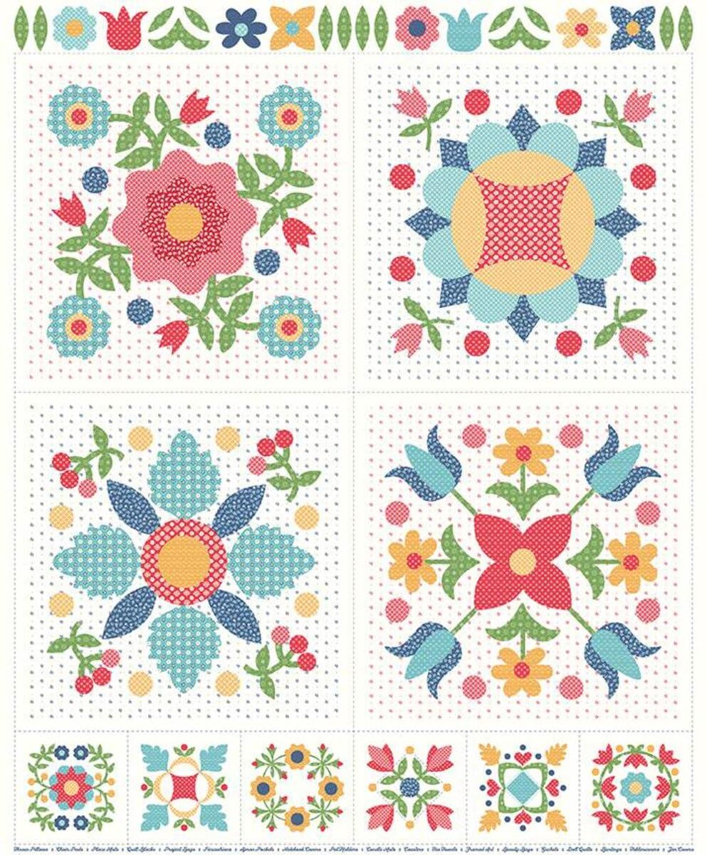 Riley Blake Flea Market Applique Panel by Lori Holt of Bee in My Bonnet and Itās Sew Emma, Perfect for Quilting, Apparel, DIY Crafting, and Home Decor (Yellow)