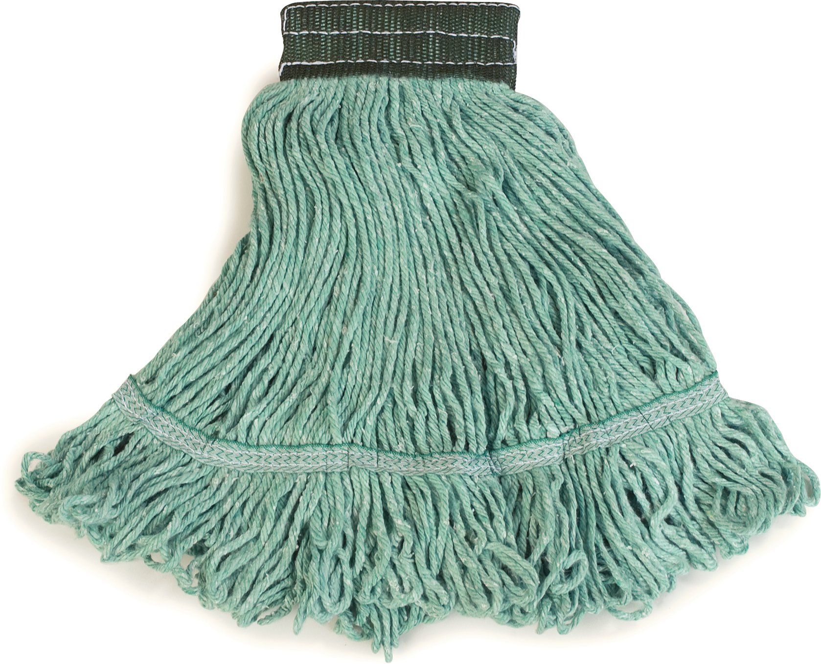 SPARTA Flo-Pac Cotton Mop Head, Loop-Ended, Wide Band with Green Band for Organized Cleaning, Medium, Green