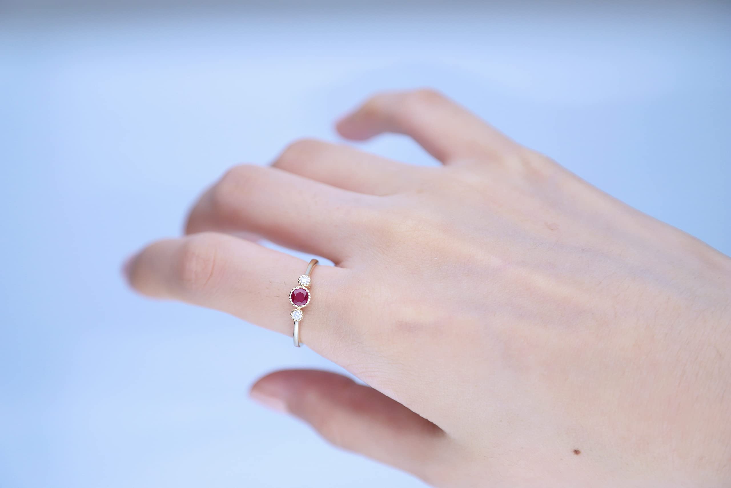 Gin & Grace 10K Yellow Gold Mozambique Genuine Ruby Ring with Diamonds for women | Ethically, authentically & organically sourced (Round) shaped Ruby hand-crafted jewelry for her | Ruby Ring for women