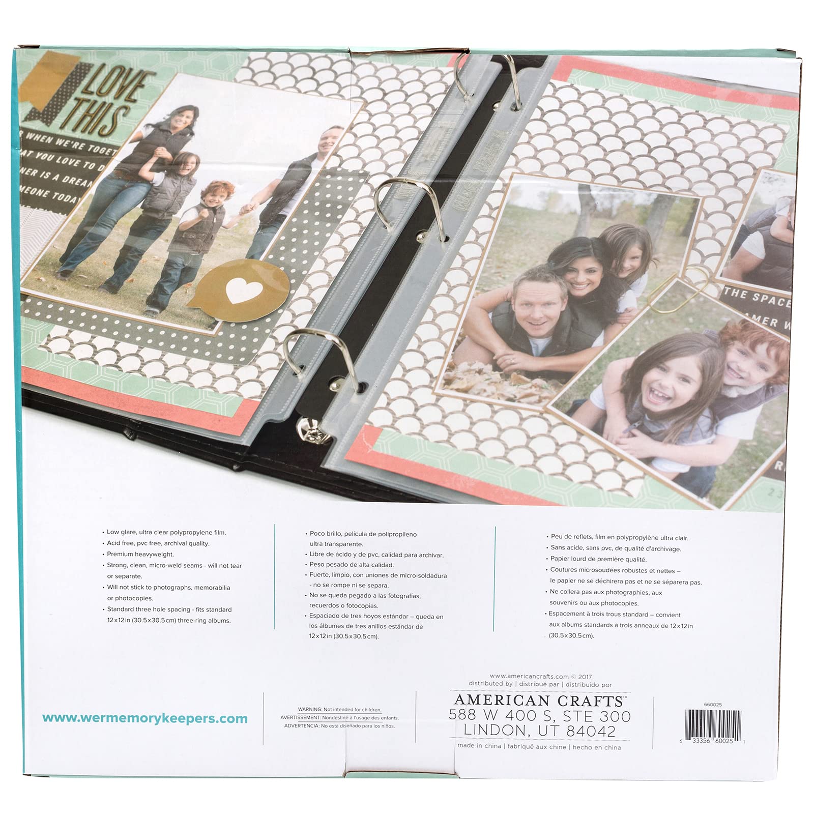 We R Memory Keepers 12x12 Page Protector Sleeve Set Includes 100 Pages, Non-Glare, Compatible with Most 3 Ring Albums, Perfect for Scrapbooking & More