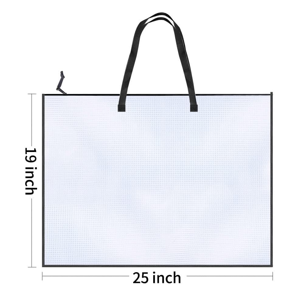 Opret 19x25 inch Art Portfolio Bags, Artwork Storage Case with Handle and Zipper Vinly Mesh Folder Organizers for Bulletin Boards, Scrapbooks, Keepsake and Poster Storage