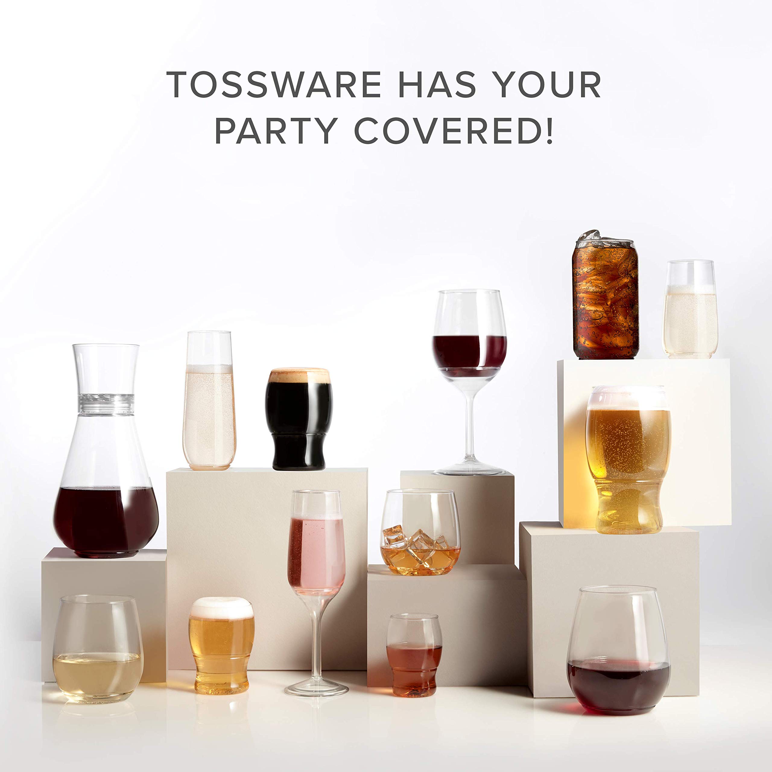 TOSSWARE POP 12oz Pint Jr, Premium Quality, Recyclable, Unbreakable & Crystal Clear Plastic Beer Glasses, Set of 12