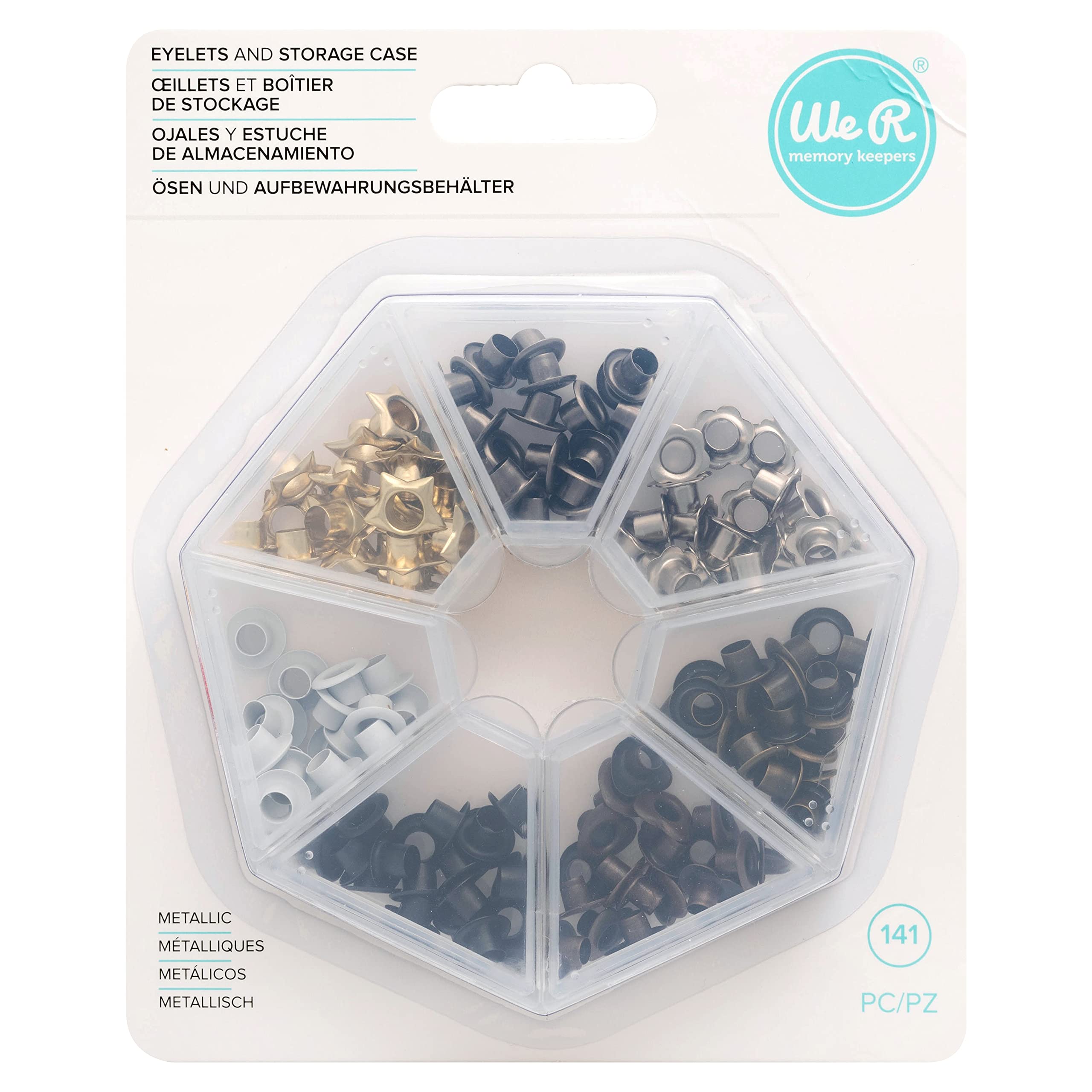 We R Memory Keepers Storage Crop-A-Dile-Eyelets and Case-Metallic (141 Pieces)
