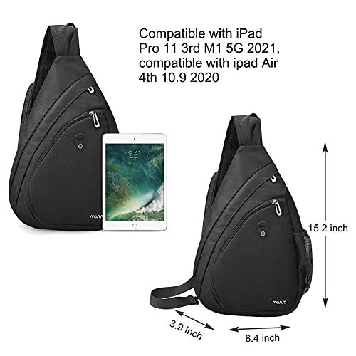 MOSISO Sling Backpack,Travel Hiking Daypack Pattern and Fan-shaped Rope Crossbody Shoulder Bag, Navy Blue Base Totem Texture&Black