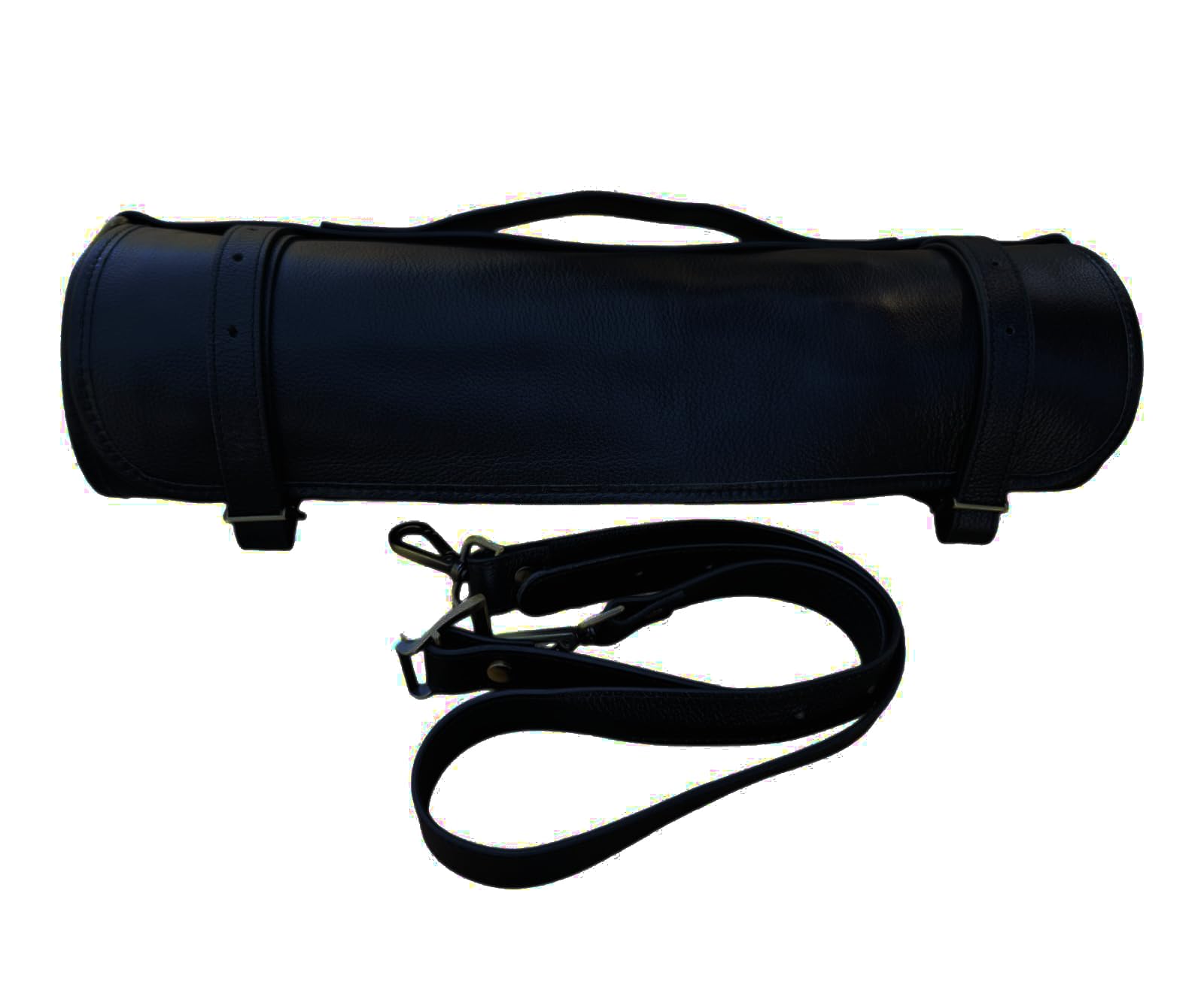 Modusso 100% Leather Handcrafted Professional Chef Knife Storage Roll Bag - 10 slots and zippered pocket (Regular, Black)