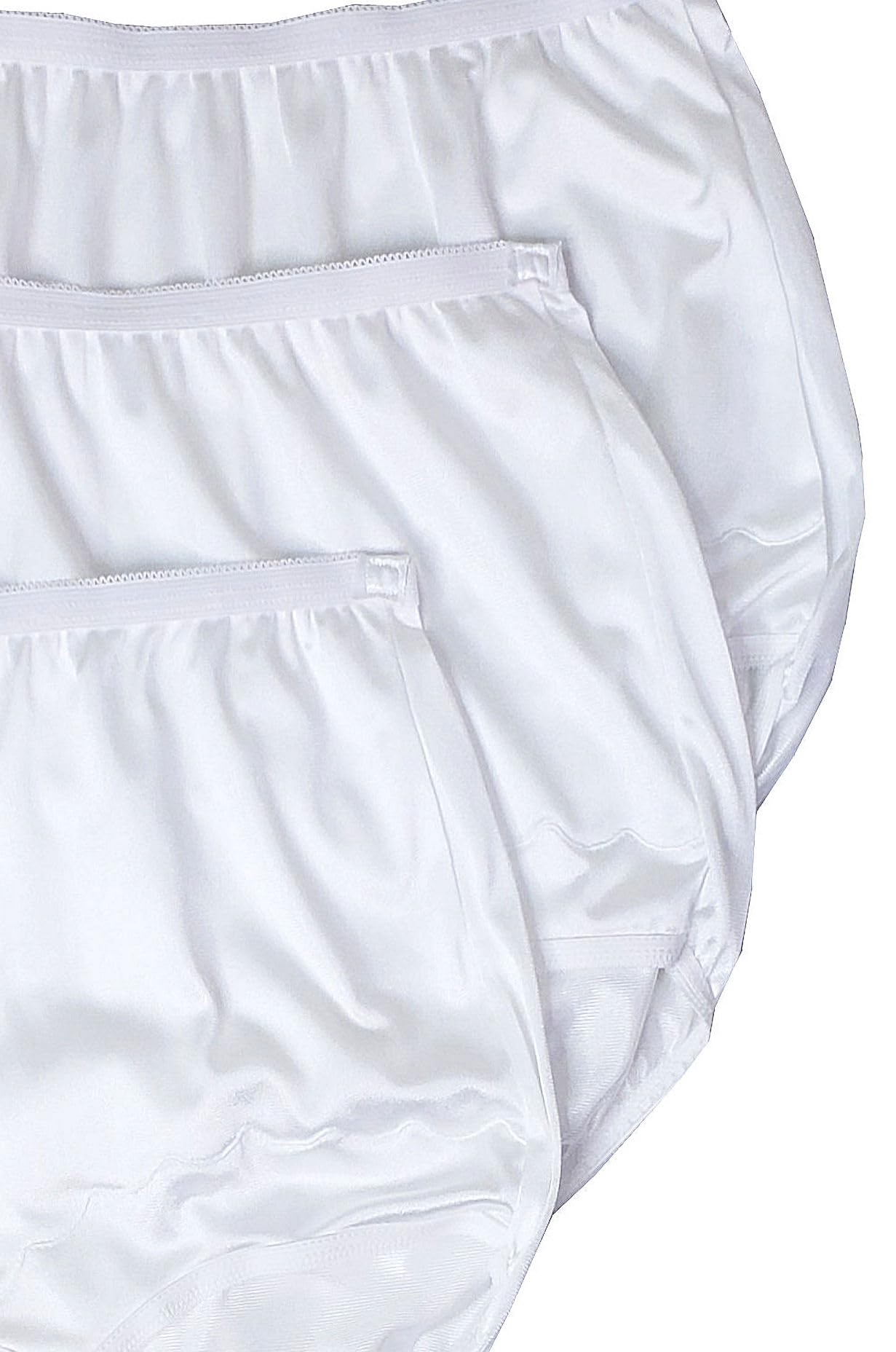 Dixie Belle 719 Scallop Trim High Waist Full Coverage Panty (3 Pack) (8, White)