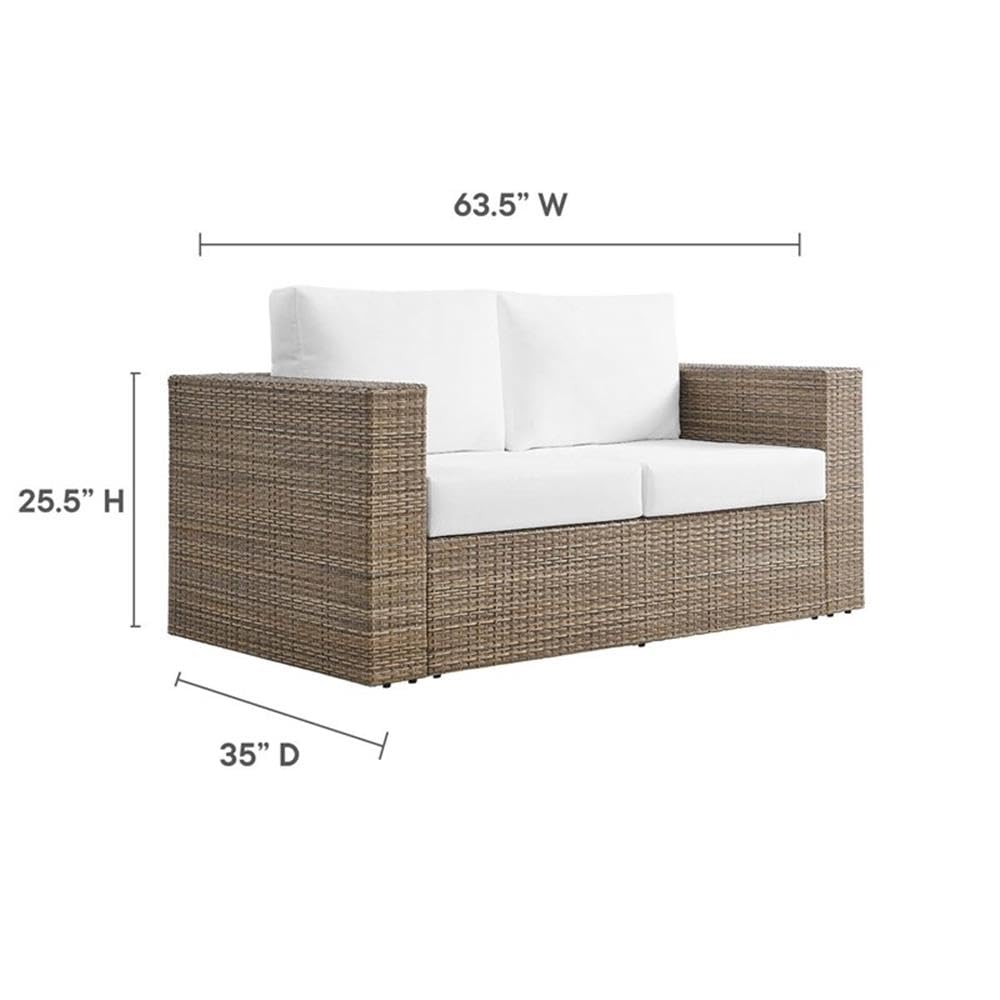 Modway Convene Outdoor Synthetic Rattan Loveseat in Cappuccino/White
