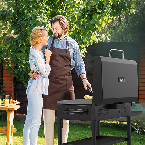 SafBbcue 28 Inch Griddle Hinged Lid for 28" Blackstone Top Griddle Accessories Griddle Hard Cover Hood with Thermometer Fits Blackstone 1517 1803 1839 1853 Grill