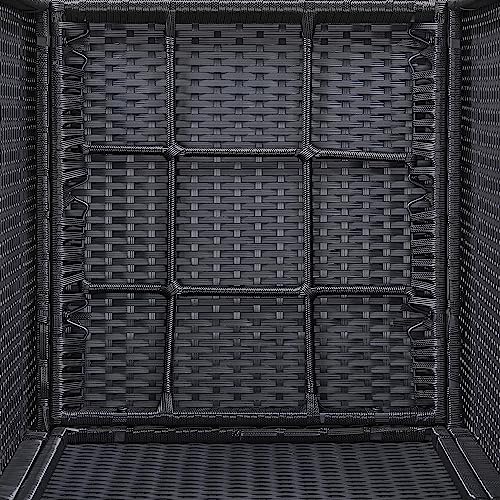 Yaheetech 9-Piece Patio Dining Sets Outdoor Space Saving Rattan Chairs with Glass Table, Wicker Patio Furniture Sets Outdoor Sectional Conversation Set with Removeable Cushions, Black