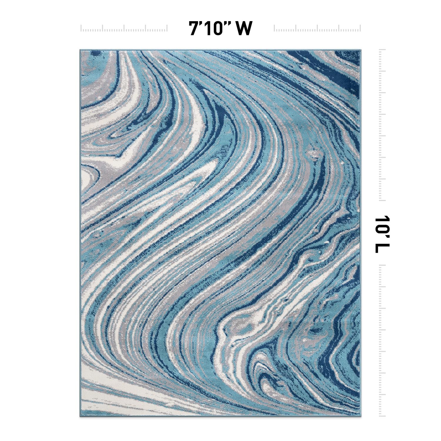 Rugshop Contemporary Abstract Swirl Stain Resistant Soft Area Rug 7' 10" x 10' Blue