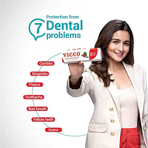 Vicco Vajradanti Herbal Toothpaste 18 Herbs and Barks - Pack of 3 (100g) - Specially Packed and Exported by Behal International