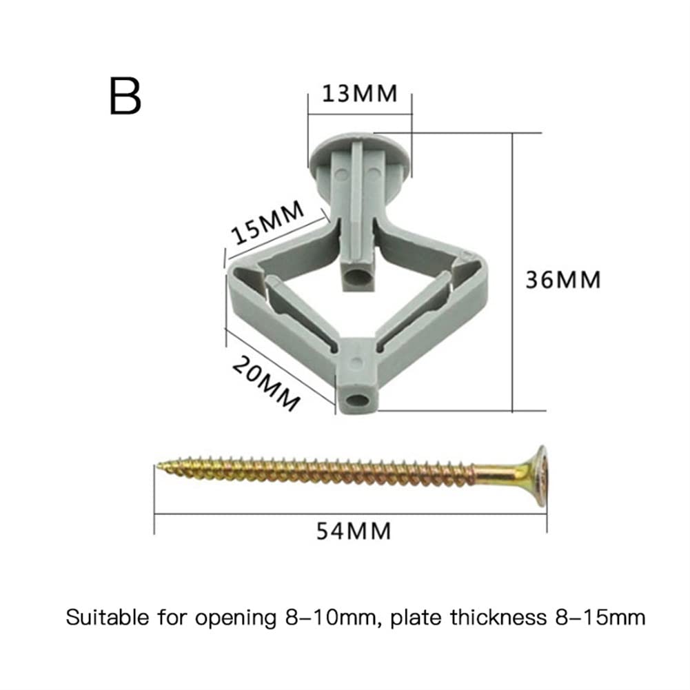 MOBEBI Expansion Bolts,60set Plasterboard Anchor Plastic Expansion Tube Pipe Wall Anchors Plugs Expansion with Head Screw Kit Anchor Bolts (Specification : A) (Size : B)