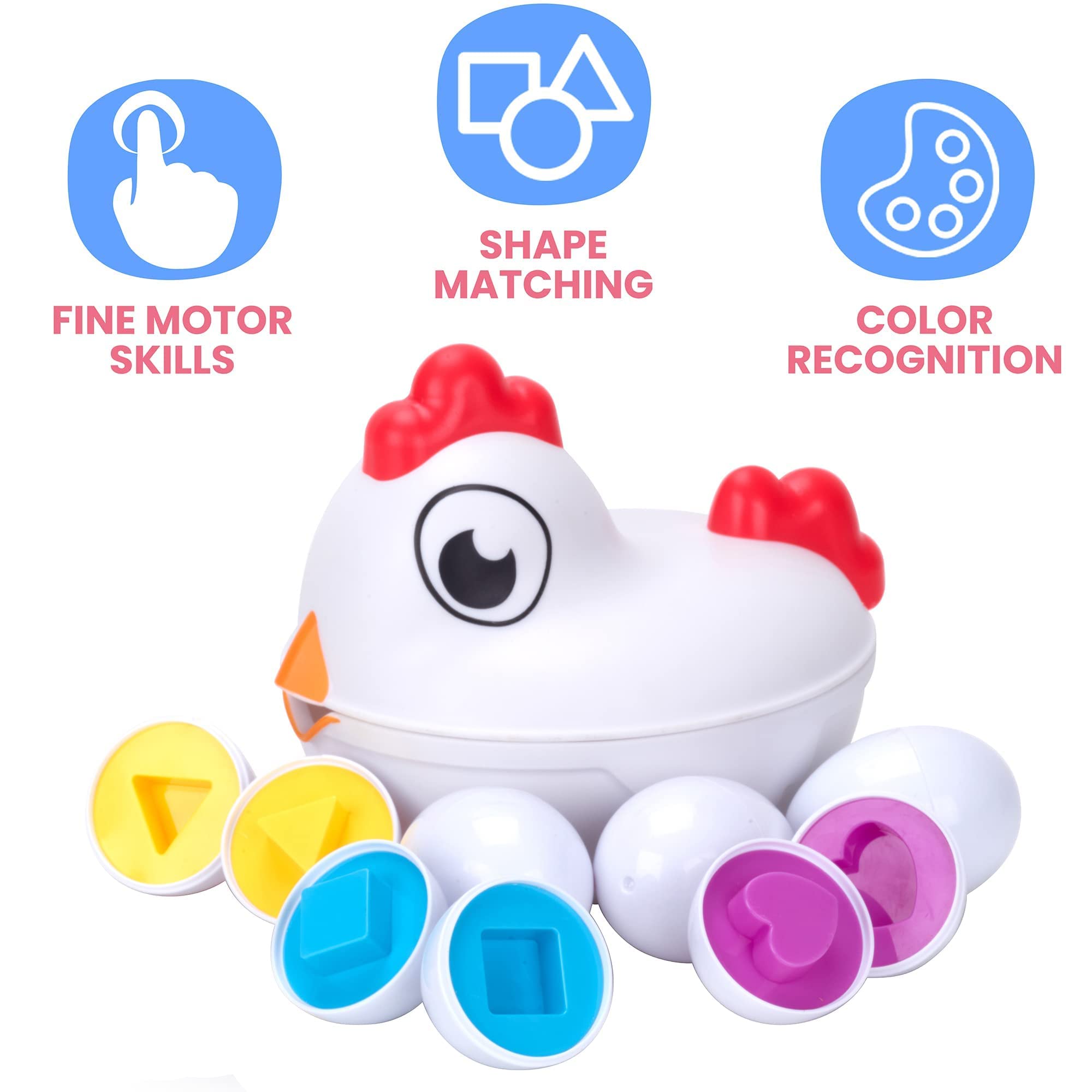 Egg Toy Set Matching Eggs for Toddlers 1-3 – x6 Toy Eggs Play Eggs That Crack Open | Great Montessori Easter Gift