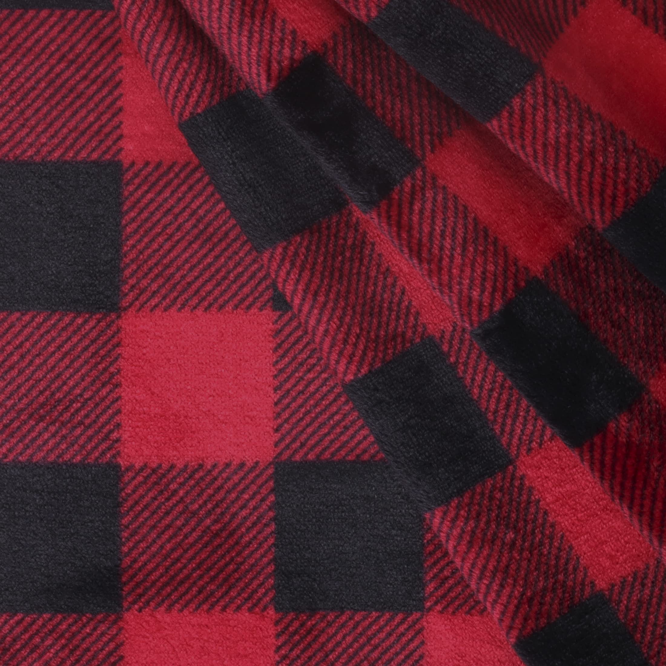 Mook Fabrics Fleece Flannel Buffalo Plaid, Red Cut by The Yard