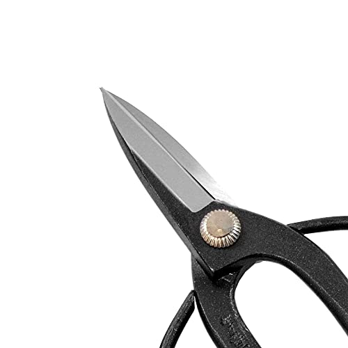 KAKURI Okubo Shears 7" (180 mm) Bonsai Scissors, Flower Arranging Scissors, Japanese Carbon Steel Professional Garden Tool, Black, Made in JAPAN