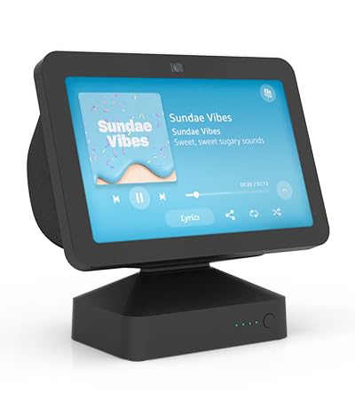 GGMM ES8 Battery Base for Show 8(3rd Gen), Adjustable Battery Charging Stand, Battery Dock to Make Smart Speaker Portable, Black(Show 8 Not Included)