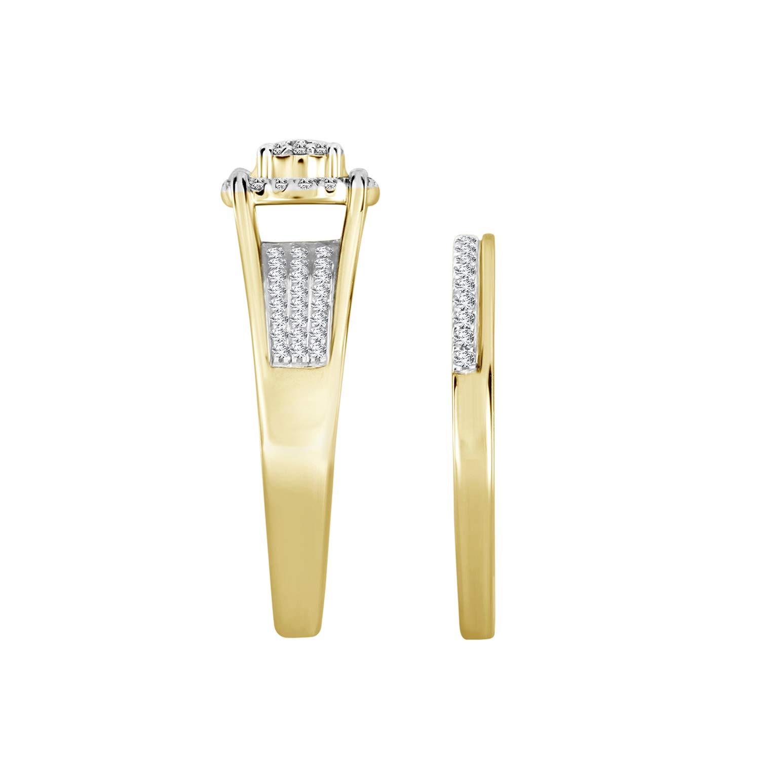 Eternal Bliss 1/3 cttw Round Natural Diamond Solid 10K Yellow Gold Ladies Engagement Wedding Bridal Ring Set (6)