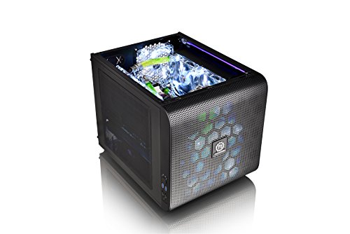 Thermaltake Core V21 SPCC Micro ATX, Mini ITX Cube Gaming Computer Case Chassis, Small Form Factor Builds, 200mm Front Fan Pre-installed, CA-1D5-00S1WN-00 Black