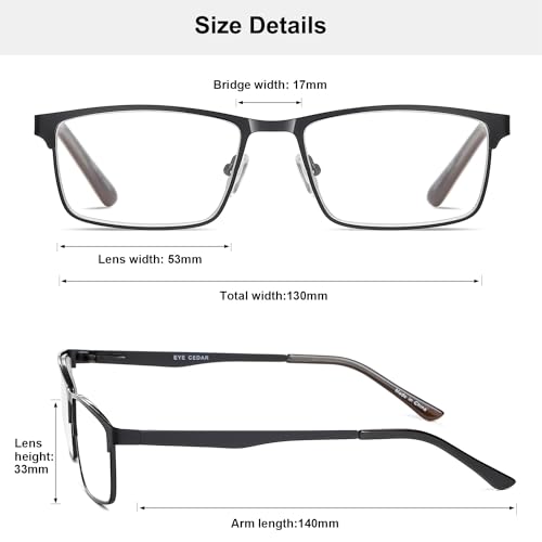 EYECEDAR 5-Pack Reading Glasses for Men Metal Frame Spring Hinges with a pair Blue Light Readers 2.50