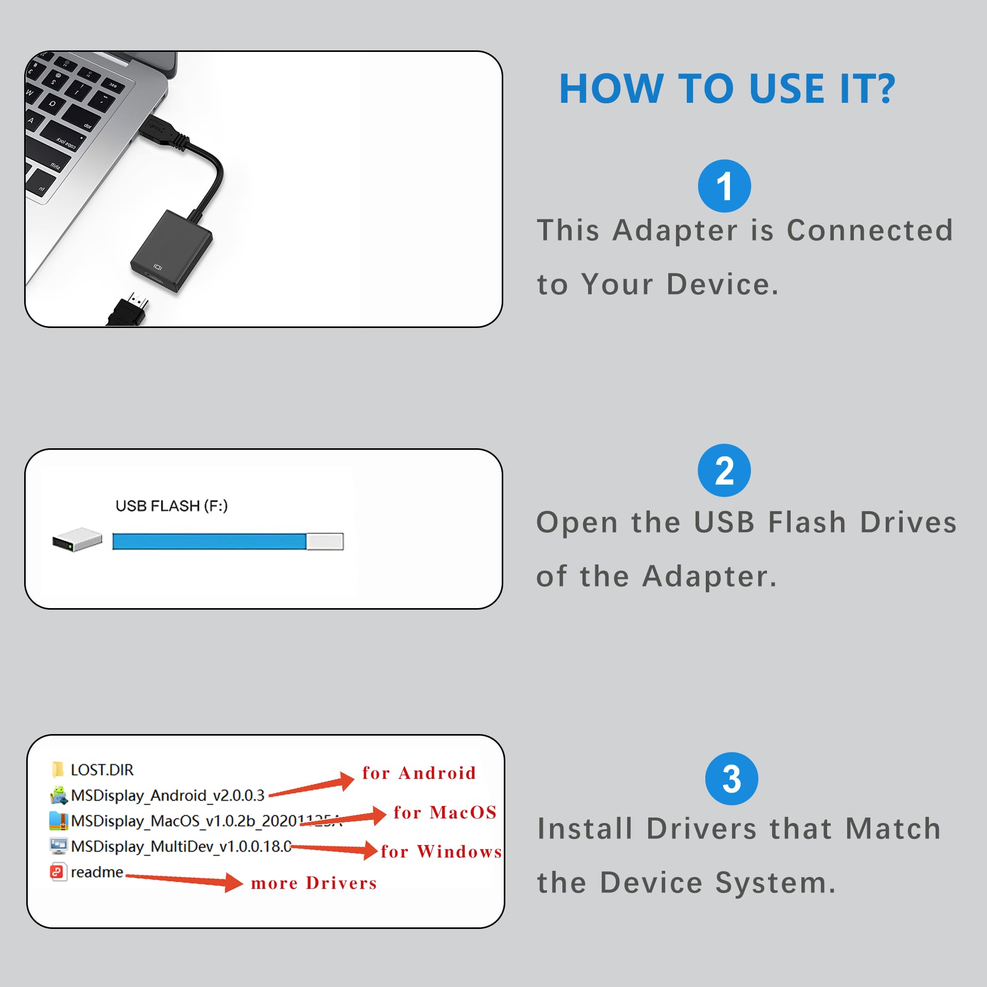 KUPOISHE USB 3.0 to HDMI Adapter for Monitor MacBook pro Windows 11/10 / 8, HDMI USB Converter for Laptop Mac, USB USB 2.0 HDMI Cable Multiple Monitors for Desktop PC TV