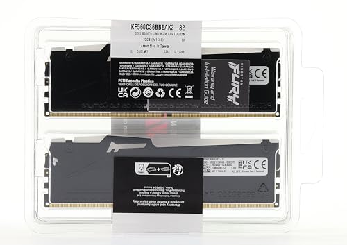 Kingston Fury Beast RGB 32GB (2x16GB) 6000MT/s DDR5 CL36 Desktop Memory Kit of 2 | Infrared Sync Technology | AMD Expo | Plug N Play | KF560C36BBEAK2-32