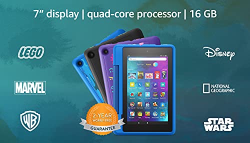Fire 7 Kids Pro tablet, 7" display, ages 6+, 16 GB, Sky Blue