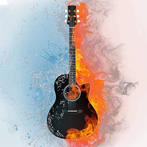 Guitar Kit, String Instrument Electronic Guitar Beginner Practice Travel Guitar Adjustable Metal String Fingerstyle Stable Sound Quality Spruce 6 Colors (Color : Black, Size : Long-104cm)