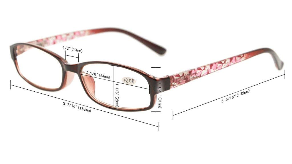 Eyekepper Computer Readers with Anti Blue Light Function, Crystal Clear Spring Hinged and Magnified Tablet and Electronics Reading Glasses for Woman with Amber Tinted Lens (Purple Pattern, 2.50)