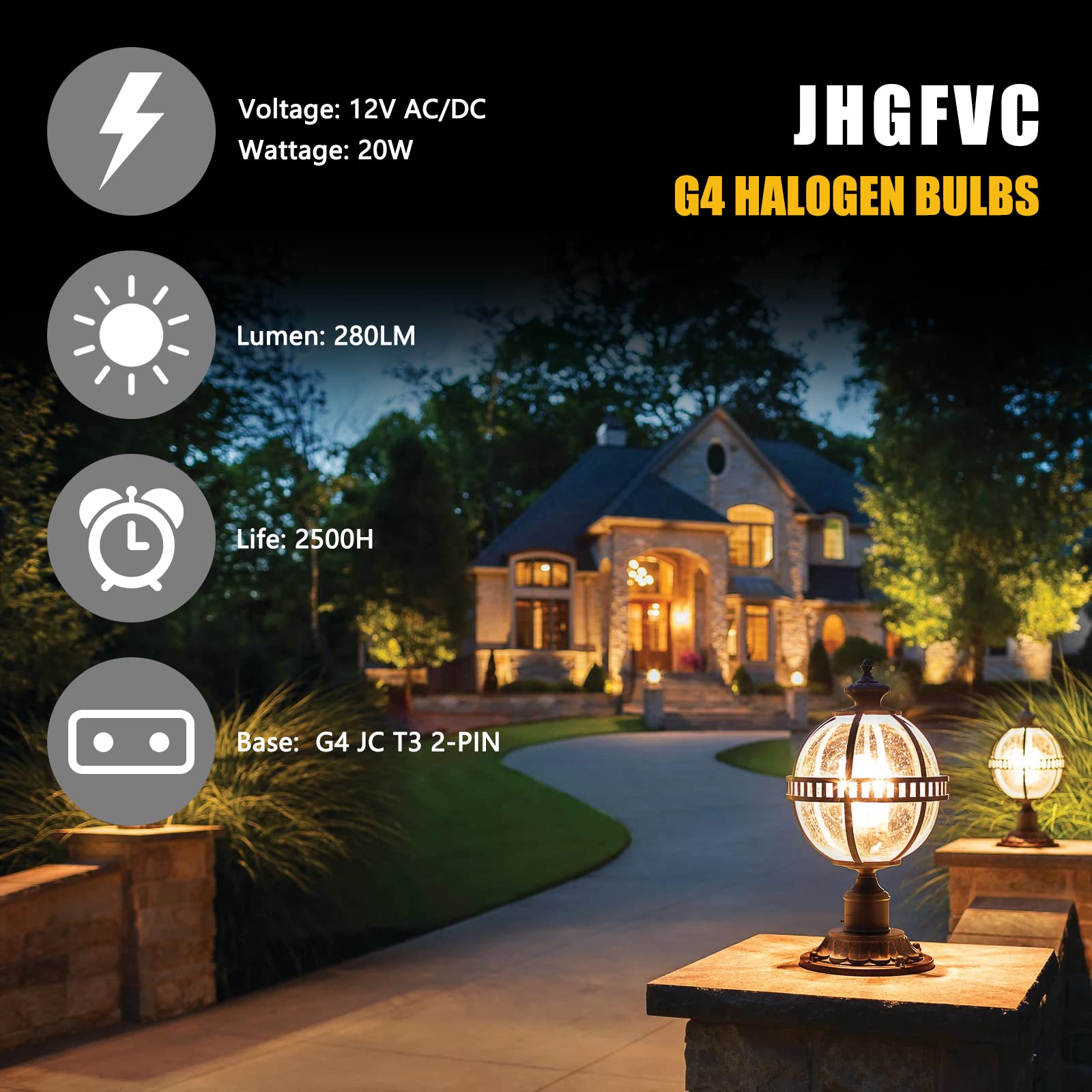 G4 Light Bulb, G4 Halogen Bulbs 20W 12V T3 JC Type, 2700k Warm White Halogen Light Bulb Bi-Pin Base AC/DC 12 Volt, Dimmable G4 Bulb for Under Cabinet Lighting, Chandeliers, Landscape Lighting, 12 Pack