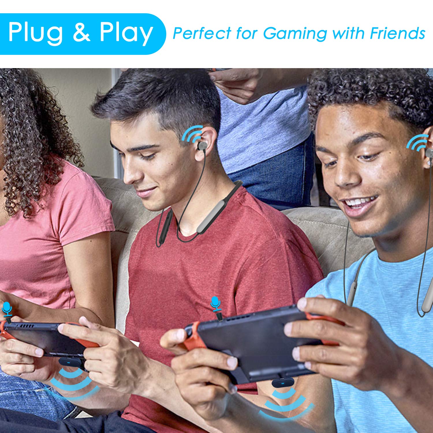 Giveet Wireless Gaming Headset Set w/USB-C Audio Transmitter Compatible with Nintendo Switch Lite PS4 PC, Bluetooth Headphone w/Rotable Mini Mic Support in-Game Voice Chat, Plug n Play, No Audio Delay