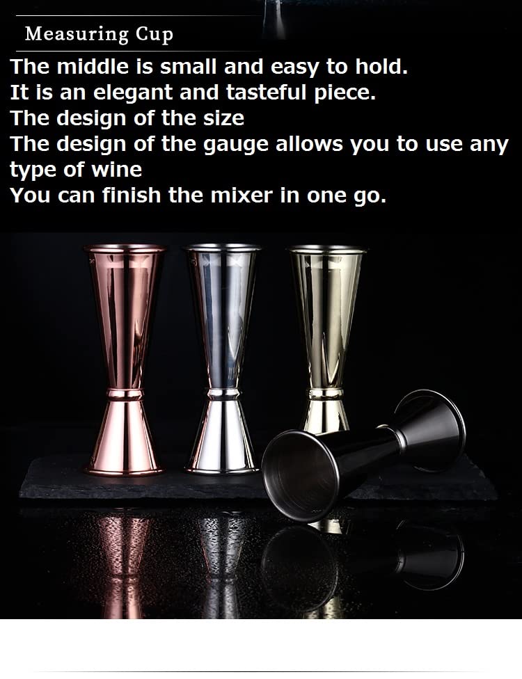 jigger 2oz 1oz,Cocktail Jigger measuring cup,with Measurements Inside Alcohol Measuring Tools shot measure jigger shot Japanese Style Sim Double Jigger for Bartending bartender tools (Gold)