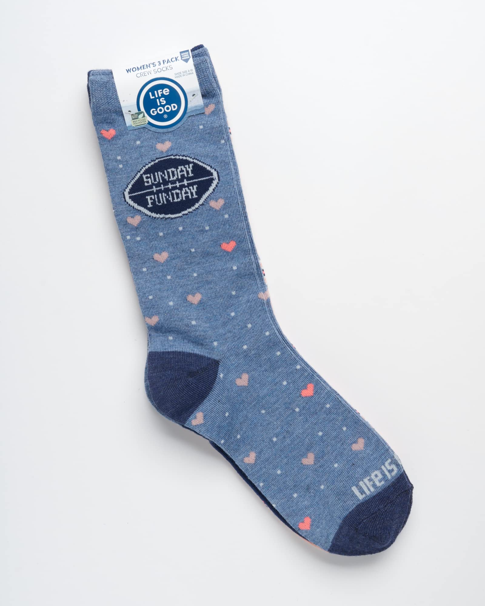Life is Good Women's Socks - Novelty Crew Cut Socks (3 Pack), Size Shoe Size: 4-10, Blue