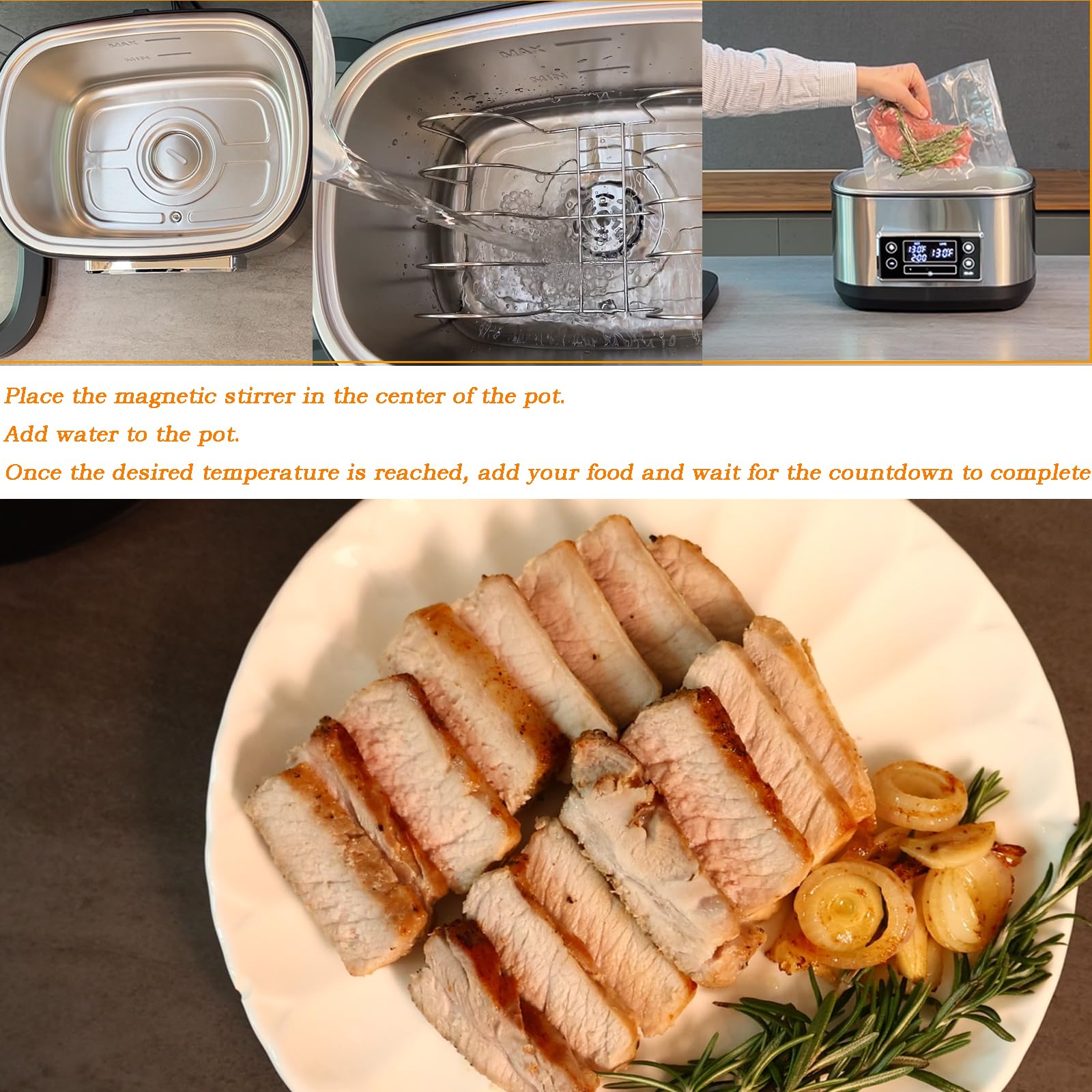 SPOONLEMON Sous Vide Cooker, 8 Quart Stainless Steel Sous Vide Machine with Precise Temperature Control,6 Preset Shortcuts, LED Touchscreen – All-in-One Sous Vide Cooking Pot for Home Use