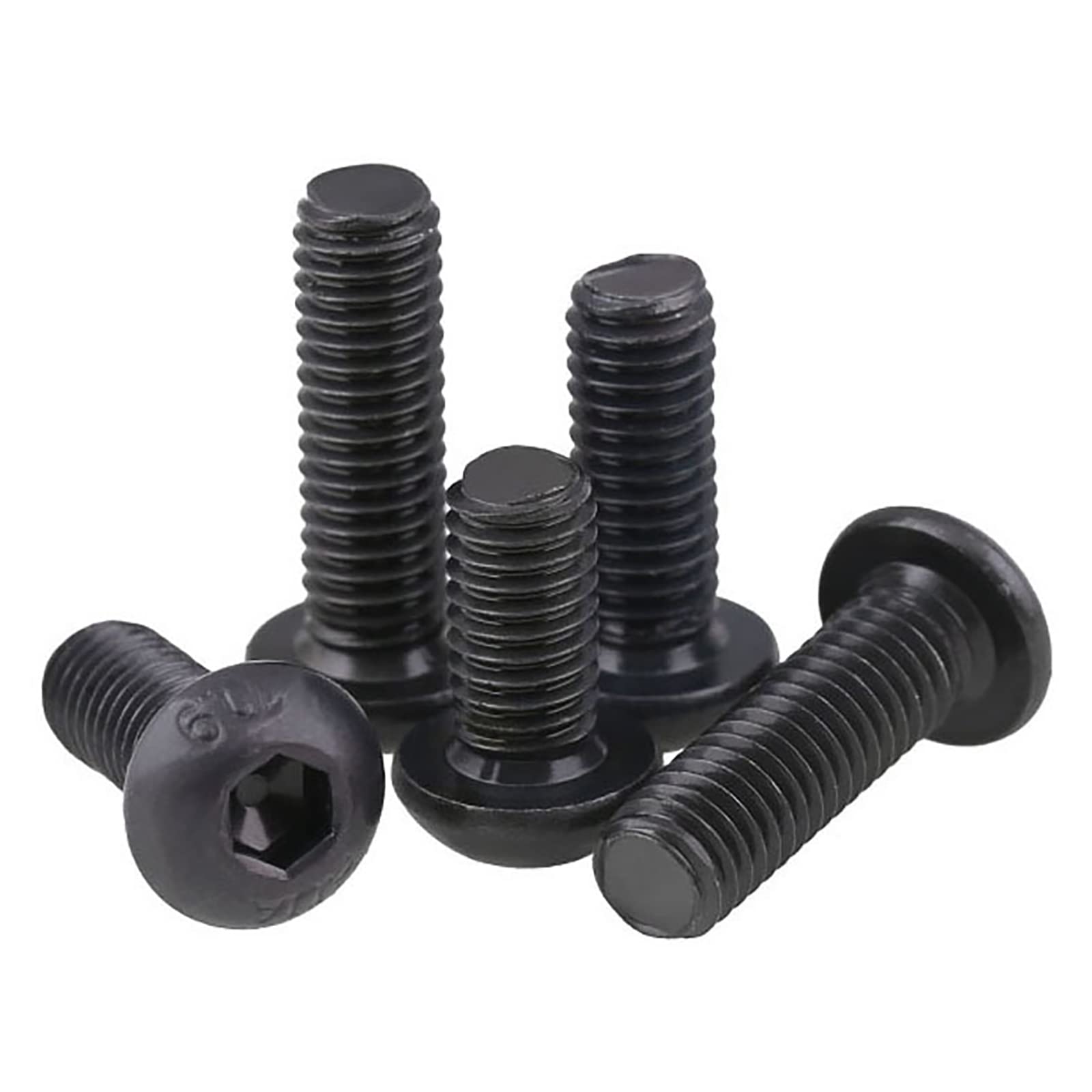 HanTof 125PCS Button Head Hex Socket Cap Screws Bolts, Black Grade 10.9 Alloy Steel, Metric M3 x 8/12/16/20/25mm Allen Head Hex Socket Drive Machine Screw Set with Hex Key, Fully Threaded Pitch: 0.5mm
