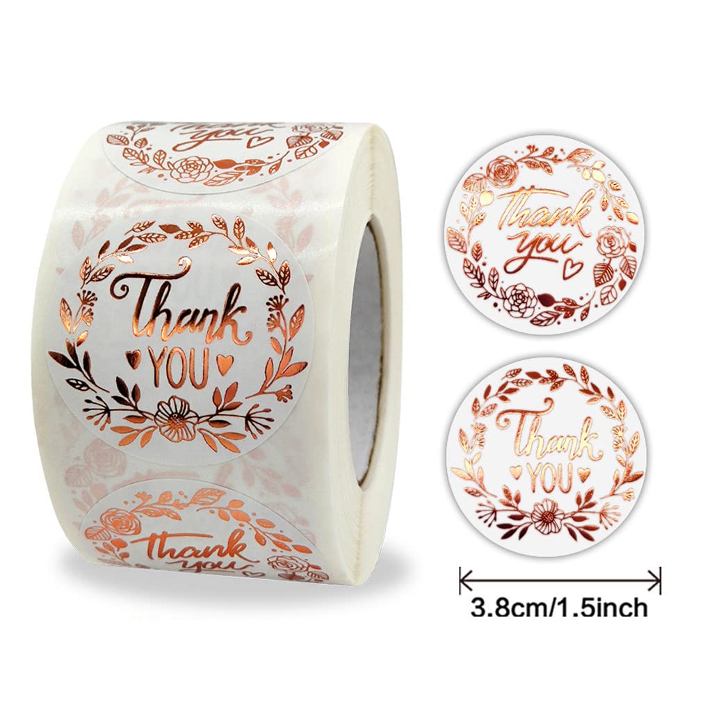 Kinteshun Thank You Sticker,Thank You Olive Branch Gold Stamping Self-Adhesive Label Decal Envelope Seal Baking Paster Sticker for Gift Packing Decoration(500pcs,1.5")