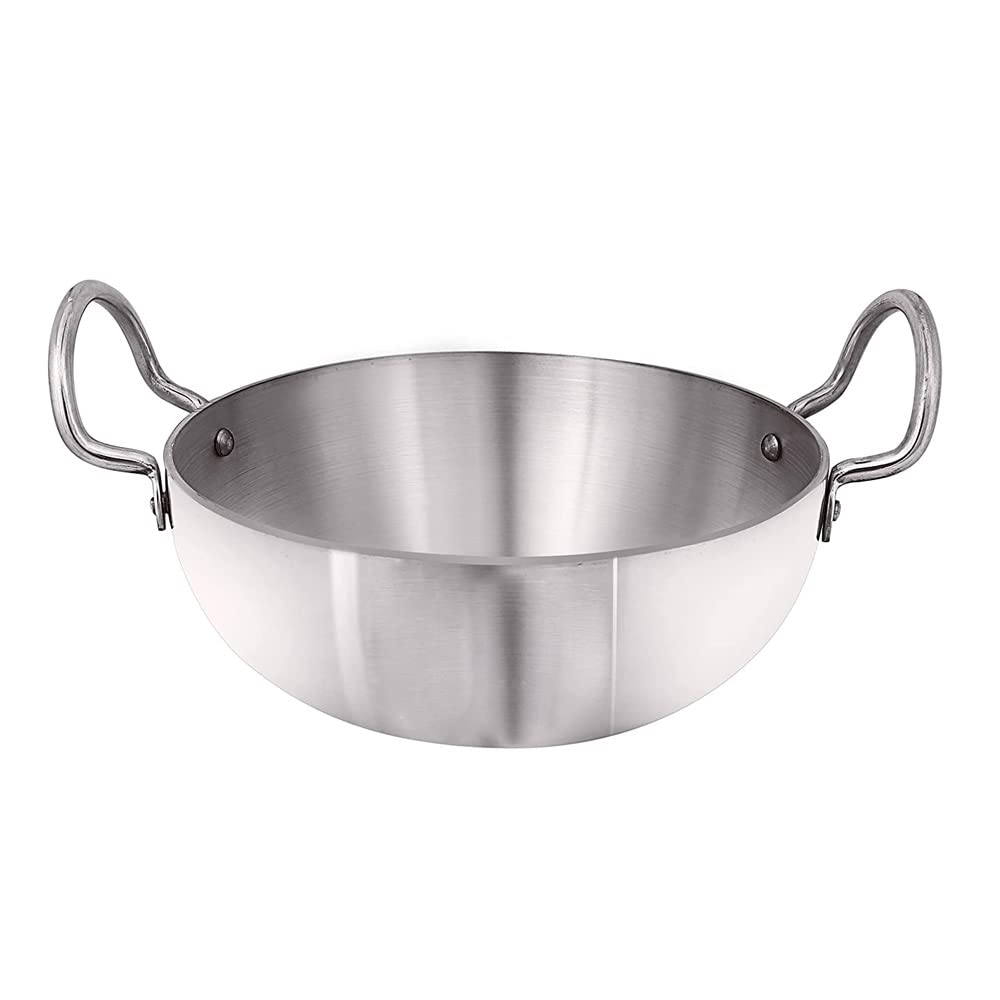 Satre Online and Marketing Aluminium Kadai No.12 Size, Kadhai Frying Pan, Cookware pan, Thickness 4 mm -Color-silver