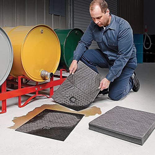 New Pig Premium Absorbent Mat Pads | 100 Oil Absorbent Pads | The Original Pig Mat | 15" x 20" Oil Pads | Each Pad Absorbs 28 oz | Total Absorbency is 22 Gallons | 100-Count | MAT203