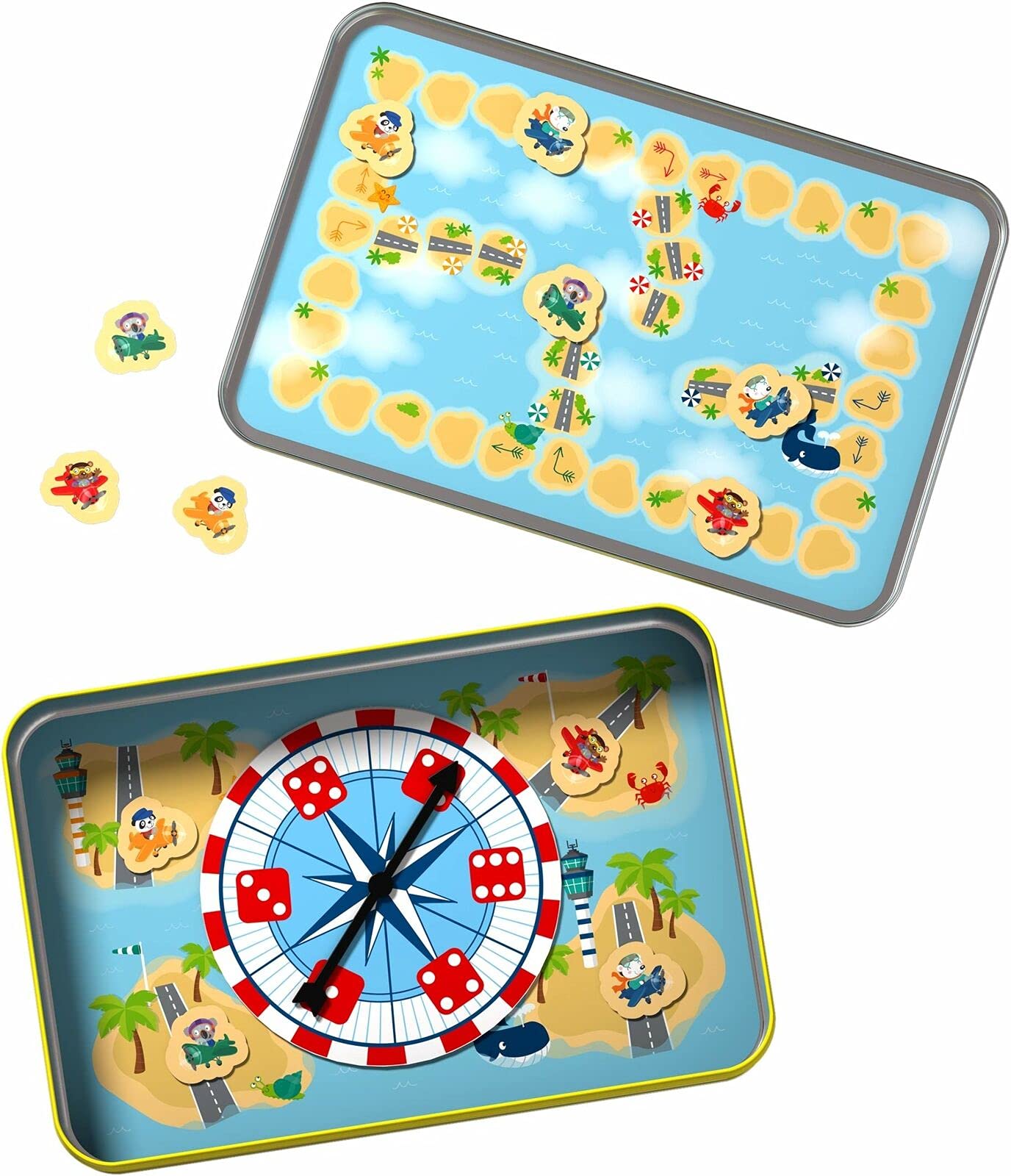 HABA Air Bears - A Compact Magnetic Travel Game for 2-4 Players - Who Will Get Their Vacation Bears to Their Destination Island First?