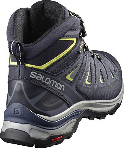 Salomon X Ultra 3 MID Gore-TEX Hiking Boots for Women, Crown Blue/Evening Blue/Sunny Lime, 8