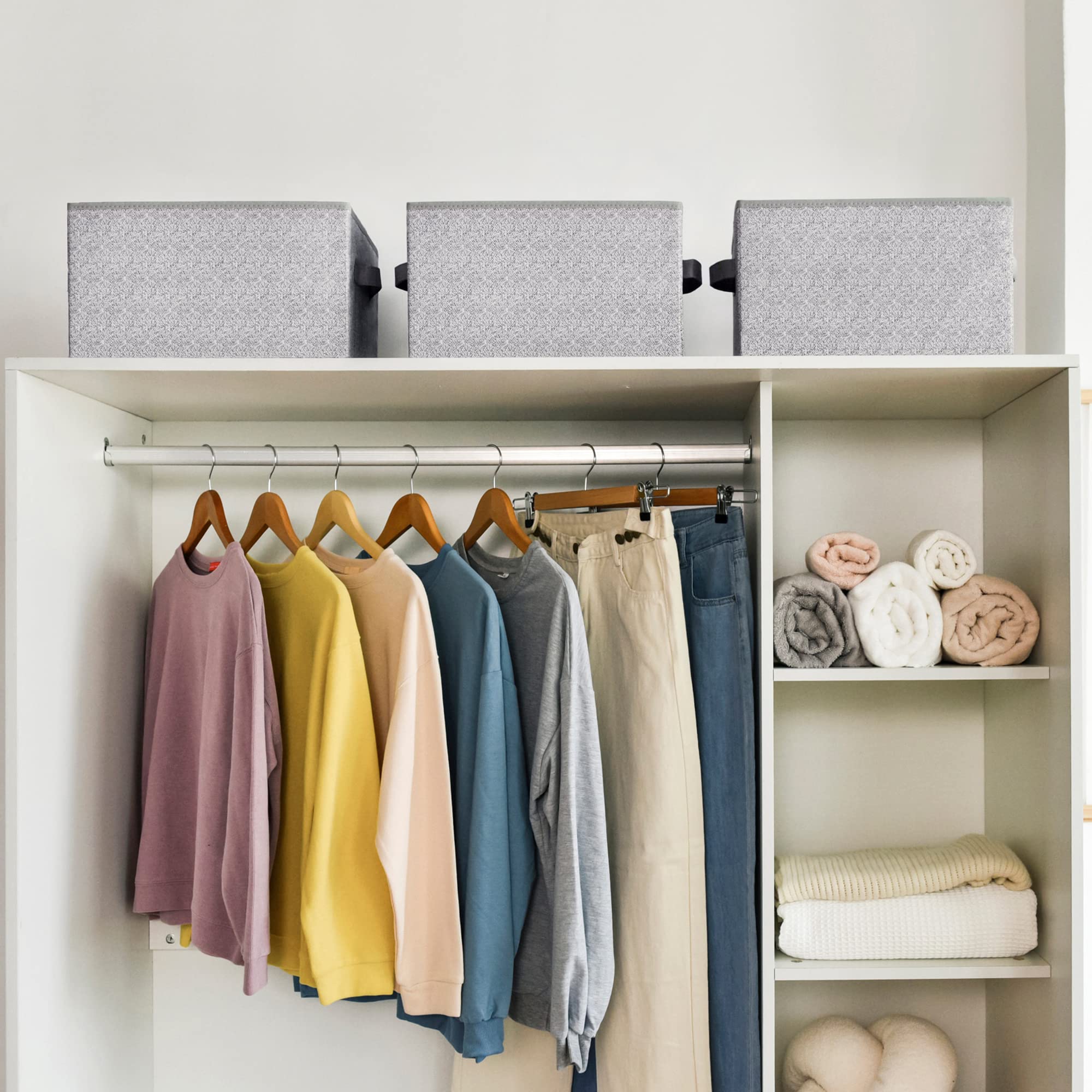GRANNY SAYS Bundle of 3-Pack Trapezoid Storage Bins for Organizing & 3-Pack Rectangle Lidless Storage Bins