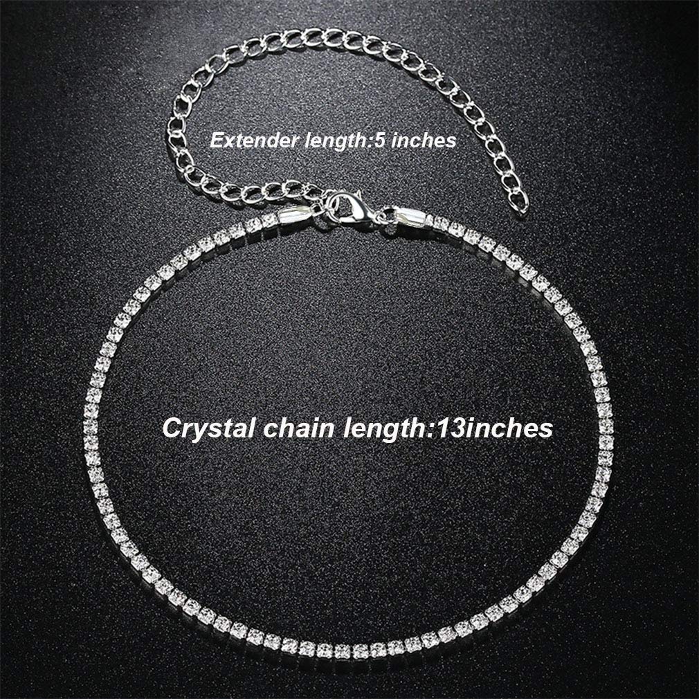 EFTOM 1 Row Silver Rhinestone Choker Necklace Diamond Necklaces for Women