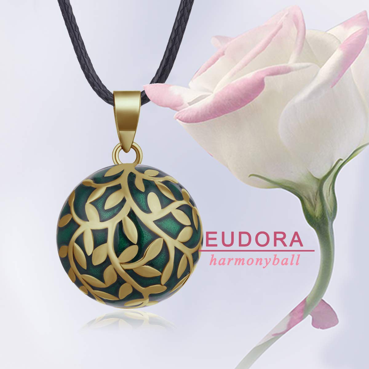 EUDORA Harmony Necklace Pregnancy Vintage Bola Ball Chime Bola Ball Wishing Pendant, Long 30" & 45" Rope for Women
