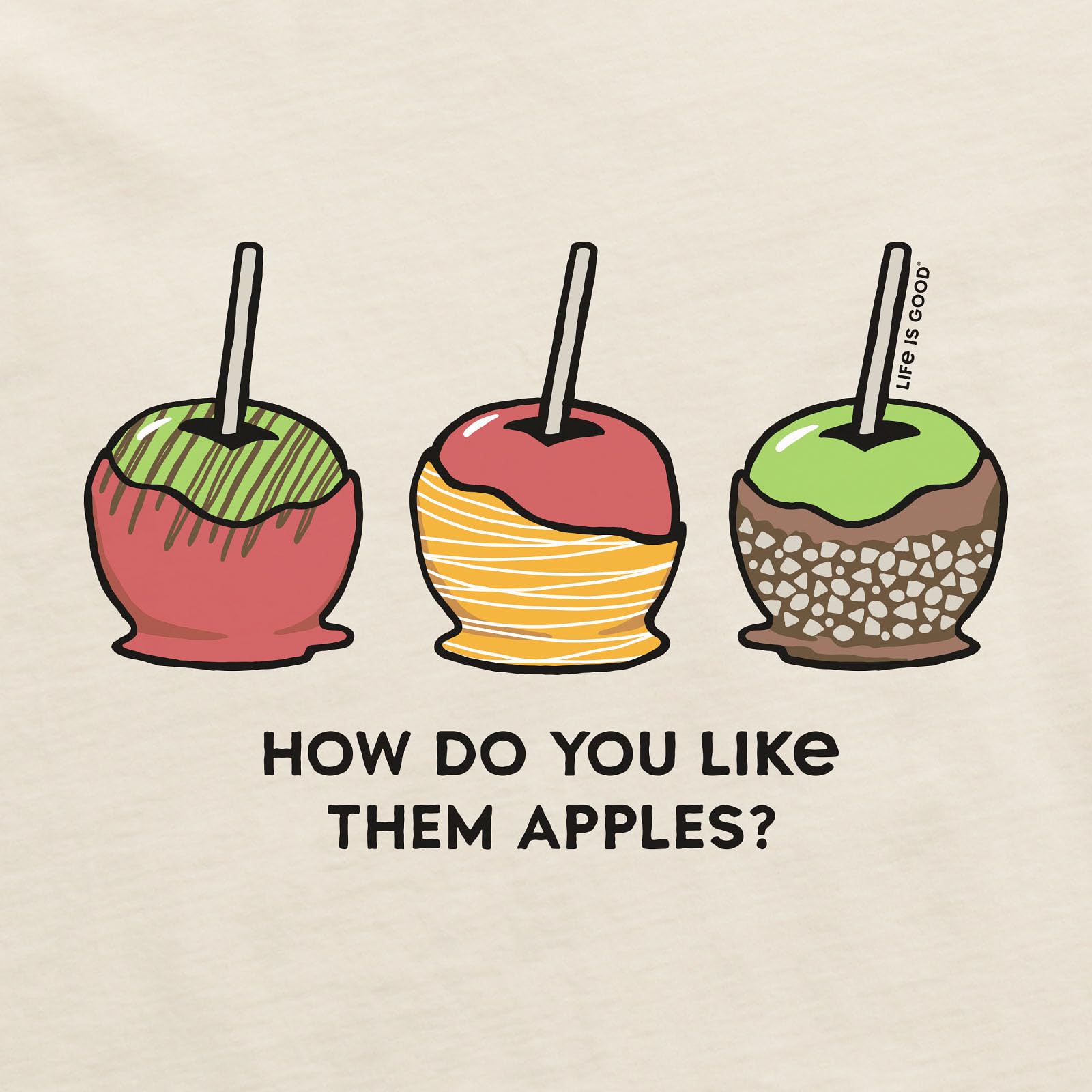 Life is Good. Women's How Do You Like Them Apples SS Crusher Tee, Putty White, XX-Large