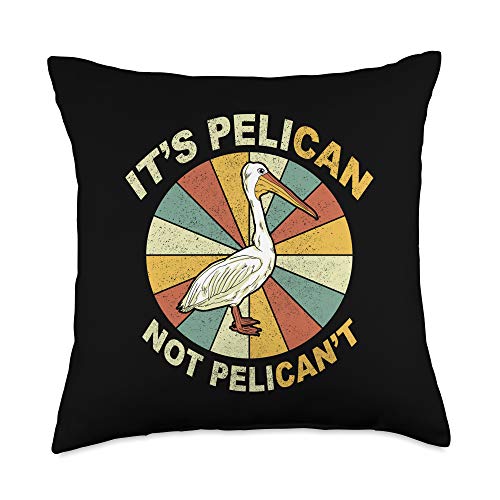 Vintage Pelican Shirt & Co Pelican't T Shirt Vintage Pelican Gift Throw Pillow, 18x18, Multicolor