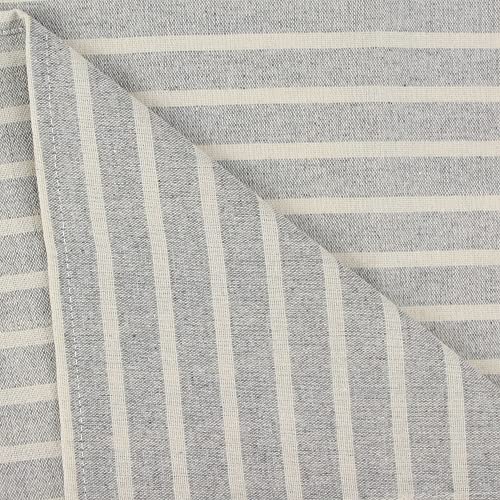 INFEI Broad Striped Cotton Blended Dinner Cloth Napkins - Set of 12 (40 x 30 cm) - for Events & Home Use (Grey)