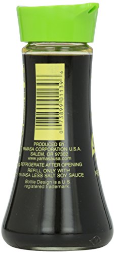 Yamasa Soy Sauce, Naturally Brewed Less Salt Low Sodium Preservative Free in Glass Dispenser, 5 fl oz (Pack of 1)