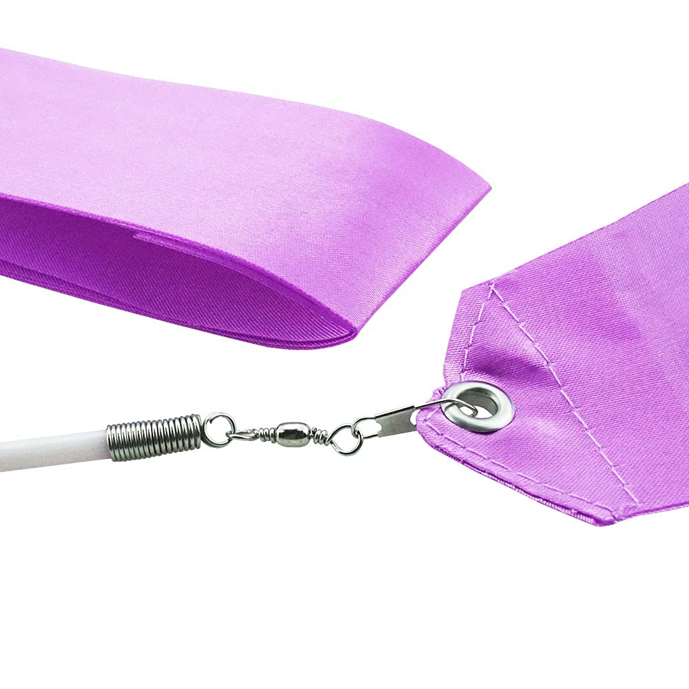 FAZHBARY 2 Pack Rhythmic Gymnastics Wands Praise Dancing Streamers for Kids Baton Twirling Talent Shows Artistic Dancing (Lilac Colour)