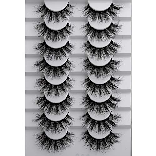JIMIRE Faux Mink Lashes Fluffy Wispy False Eyelashes Luxury Soft Cat-Eye Lashes Pack 8 Pairsā¦