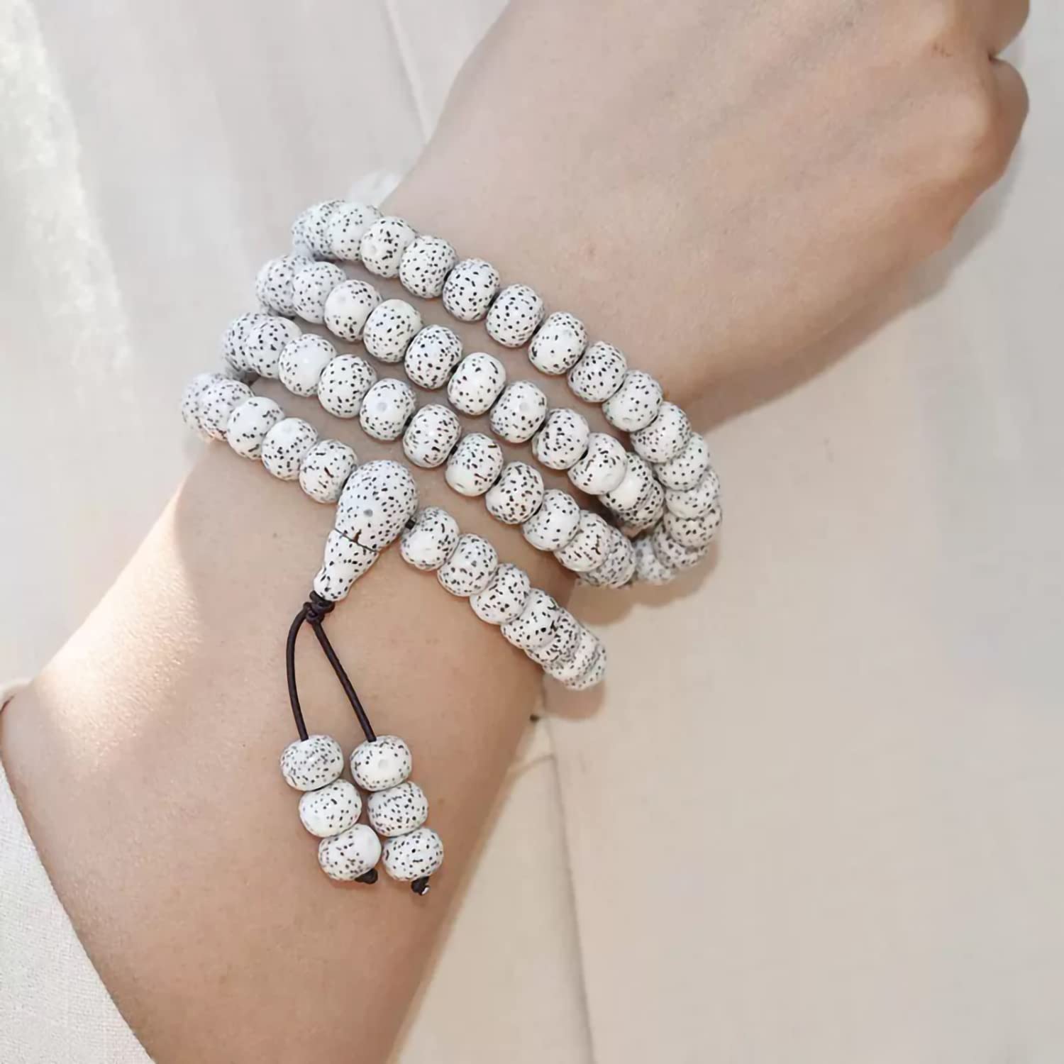 FAZOVIN Handmade Unisex 108 Beads Tibetan Bodhi Seed Mala Necklace Wrap Bracelet Pure Bodhiseed Necklace