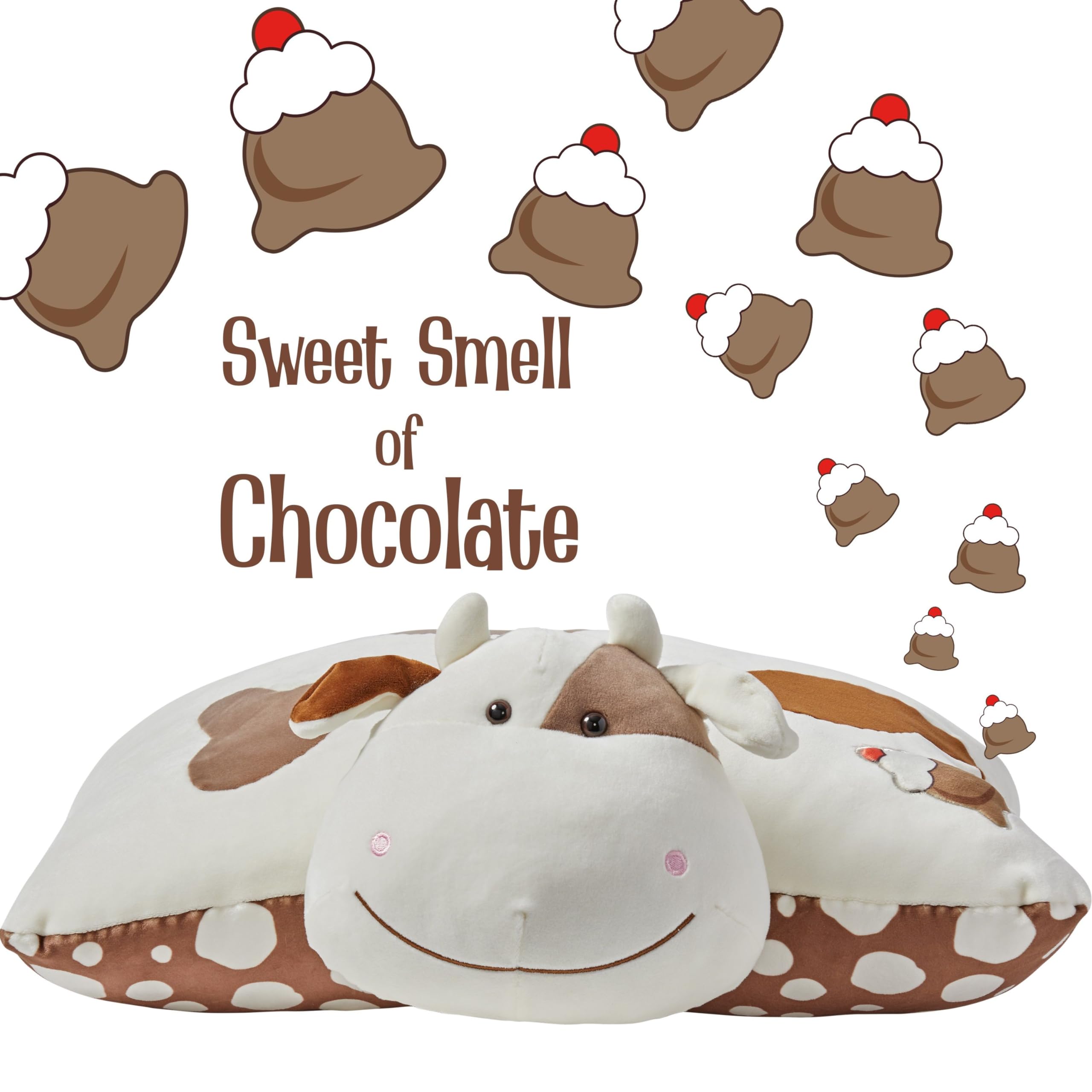 Pillow Pets - Sweet Scented Chocolate Cow Puff - Stuffed Animal - Plush